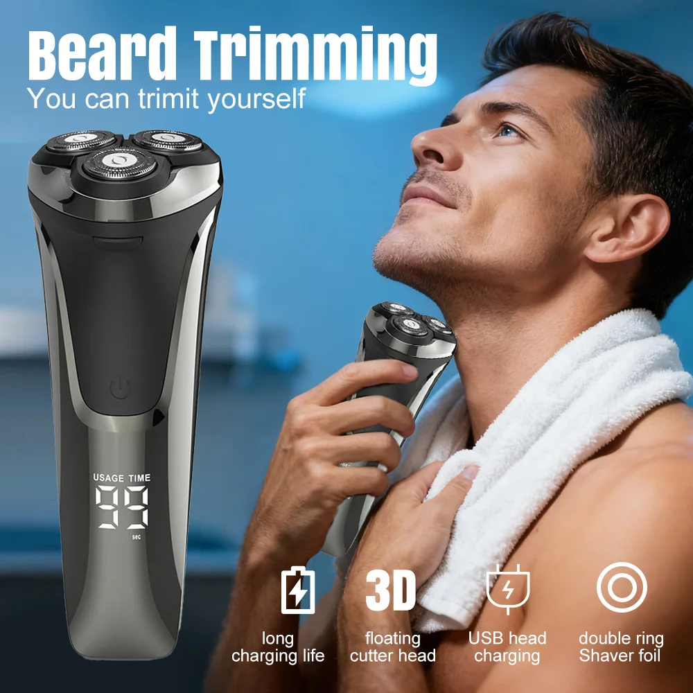 Electric Shaver for Men Cordless Rechargeable Wet/Dry Razors 3D ...
