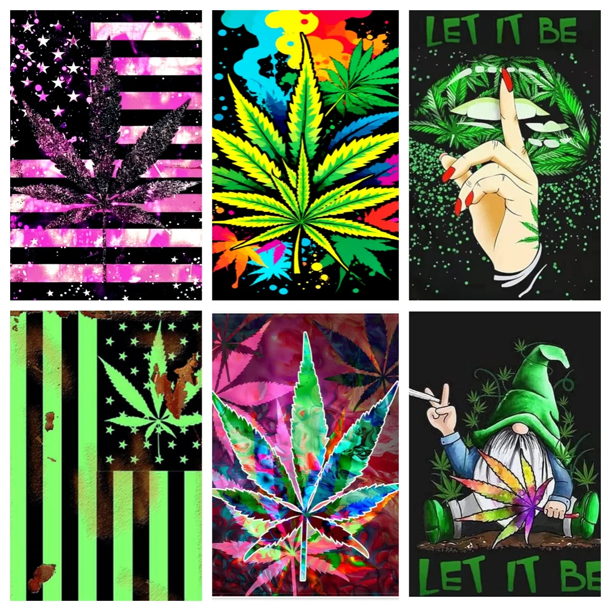 Kits de arte de diamantes 5D DIY con grafiti de hojas de cannabis ...