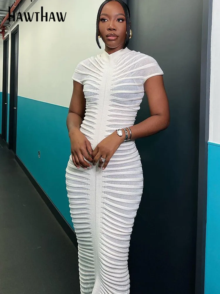 Hawthaw-Women-Elegant-Party-Club-Evening-Streetwear-Bodycon-White-Long ...