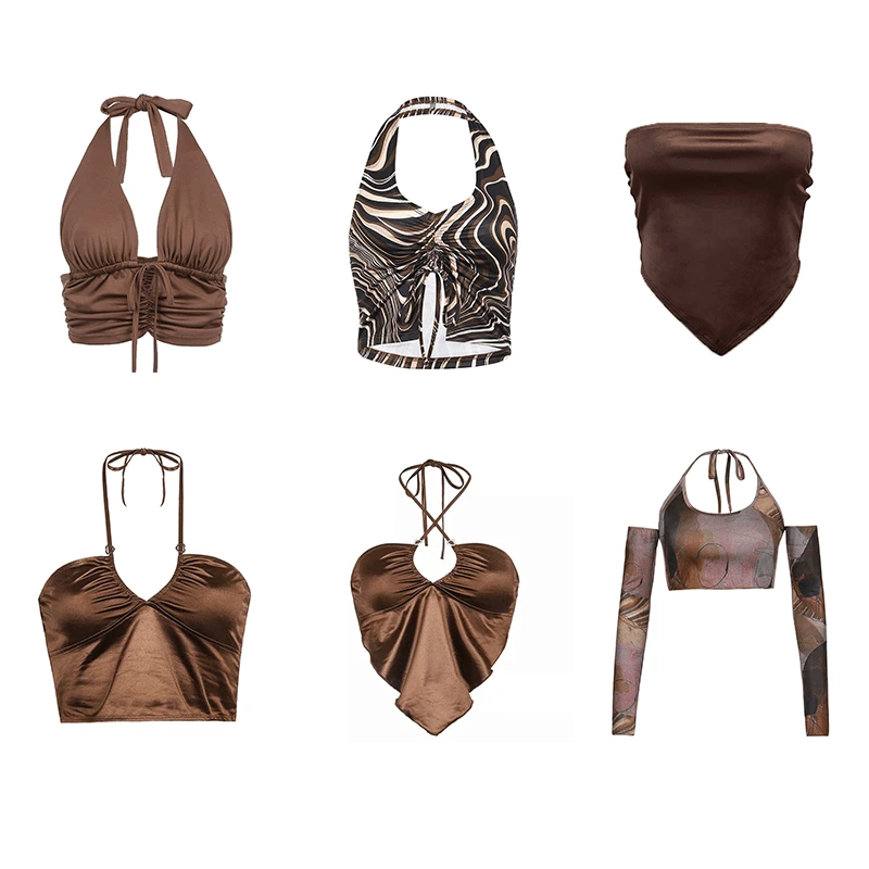 36 Style Sexy Vintage Strappy Y2k Halter Crop Top Women Summer 90s ...