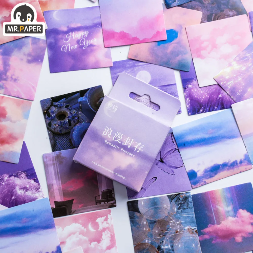 Mr-Paper-46Pcs-Box-Scenery-Stickers-INS-Style-Purple-Cloud-Cup-Storage ...