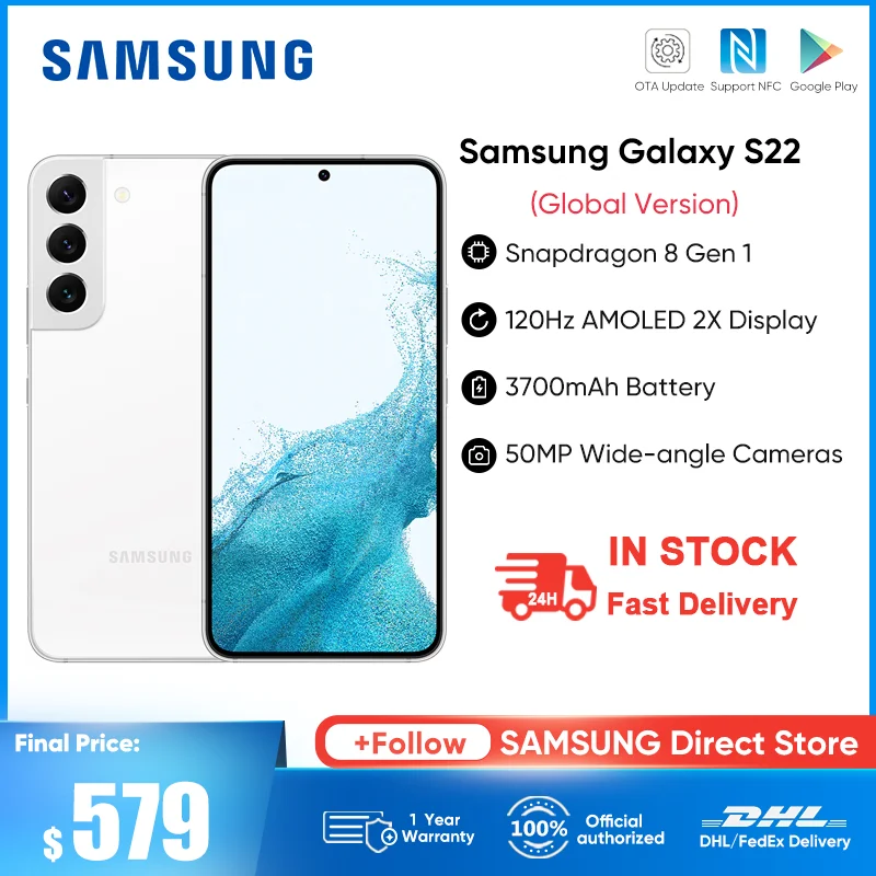 Samsung galaxy s22 5g telefone, qualcomm sm8450 snapdragon 8 gen 1 ...