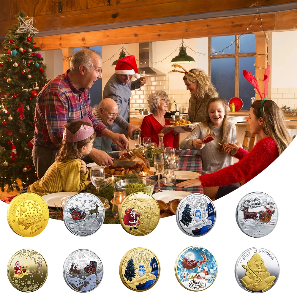 Christmas Commemorative Coin | Coins Collectibles Christmas | Cartoon ...