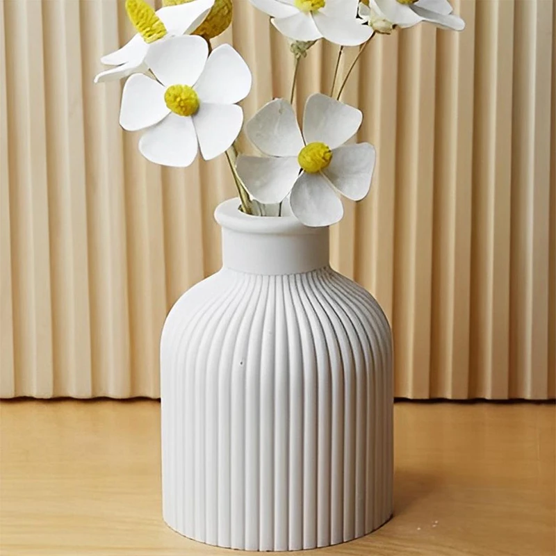 DIY florero a rayas, molde de silicona de yeso, arte de flores secas ...