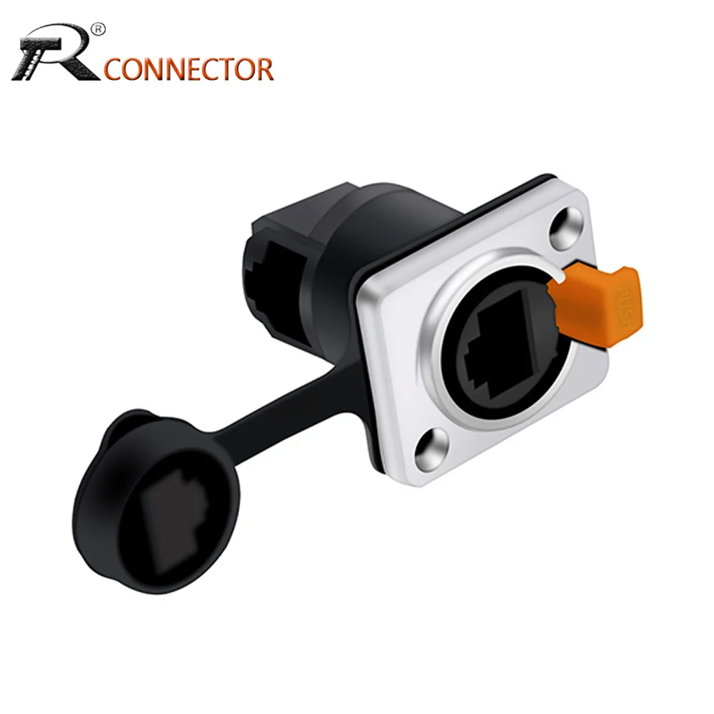 1pc Right Angle RJ45 plug socket screw type CAT5E waterproof connector ...