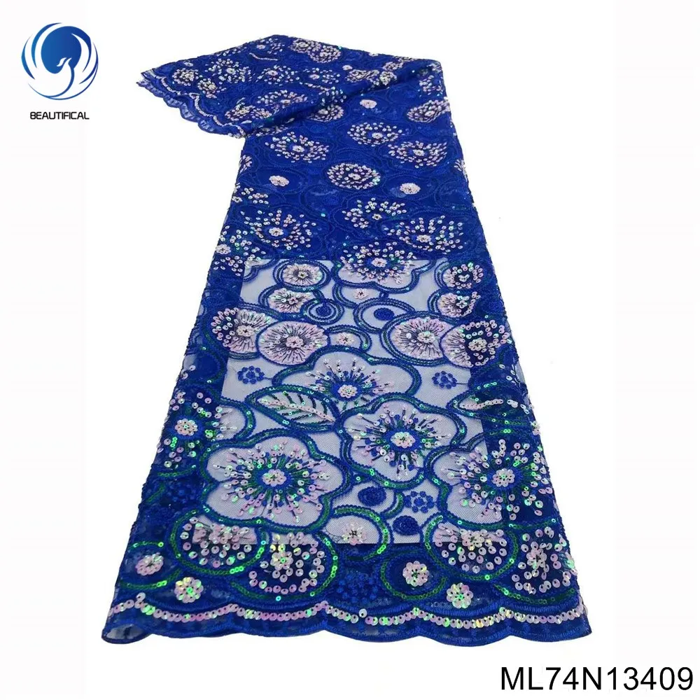 African High Quality Lace Fabric 2022 White French Net Sequins Lace ...