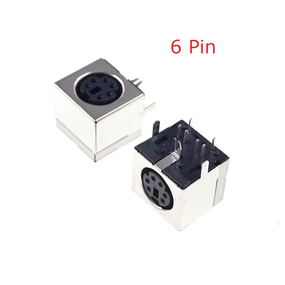 100-pcs-S-video-6-Pin-Mini-Din-Socket-Connector-shield-Right-Angle ...