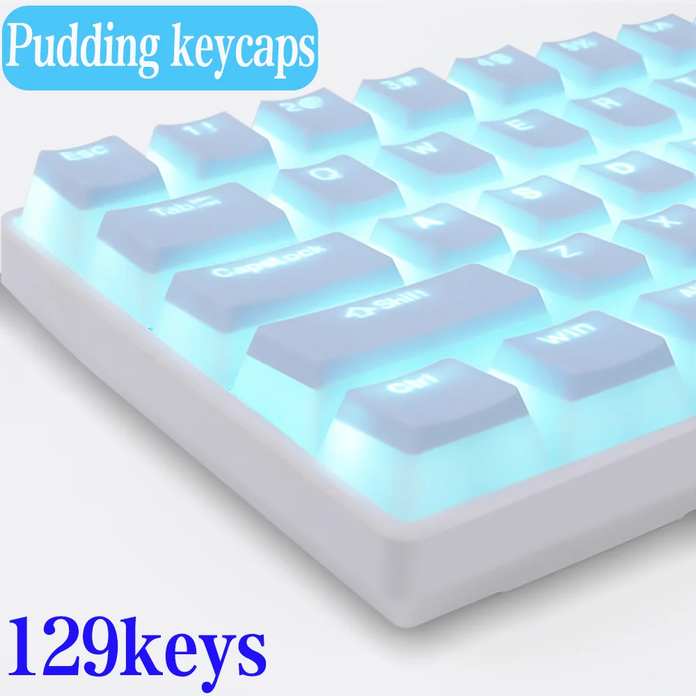 129Keys-Pudding-Keycap-OEM-ABS-Set-Key-Cap-Ergonomic-Cute-Key-Cap ...