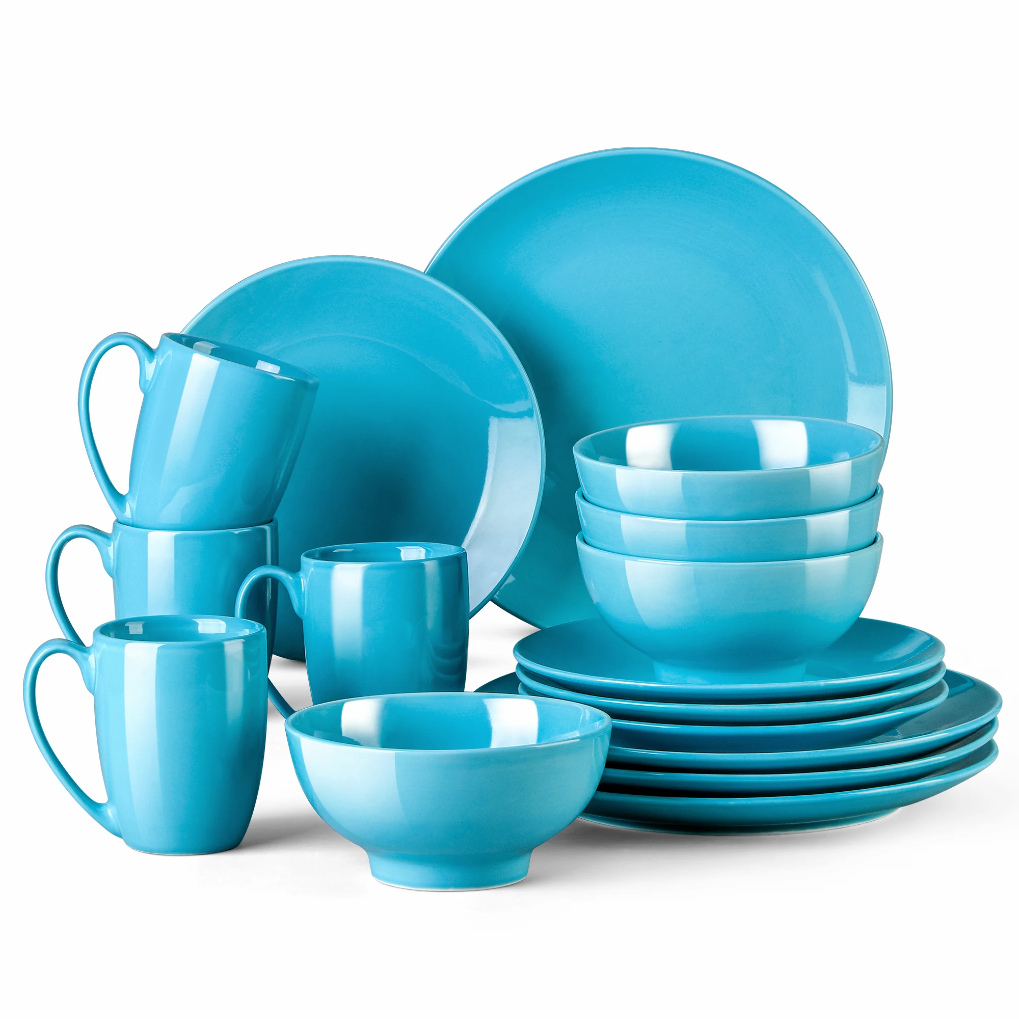 LOVECASA DS 16/32/48 Piece Ocean Blue Ceramic Porcelain Dinnerware ...