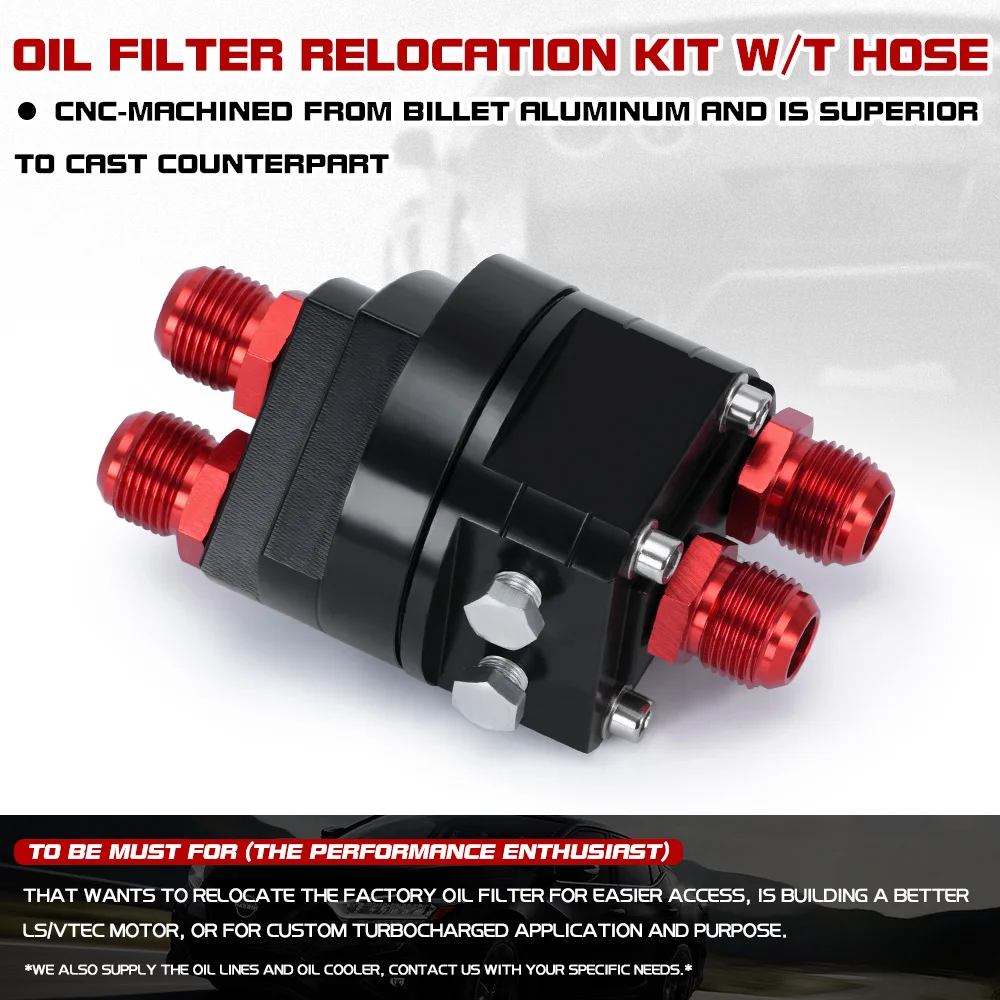 Oil Filter Relocation Kit Car Aluminum Universal Oil Filter Sandwich ...
