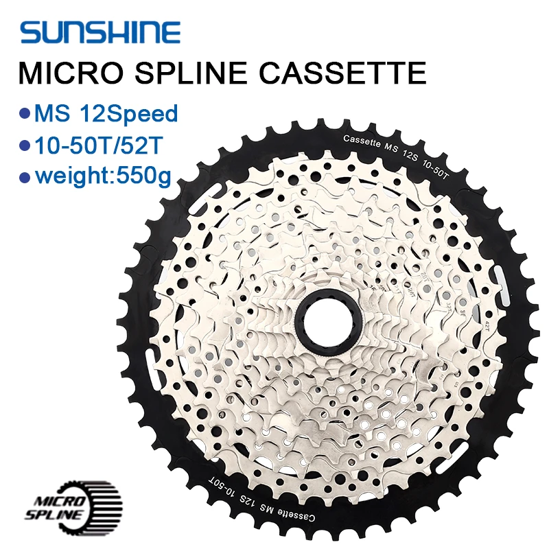Sunshine 12 Speed Ms Cassette 10-50t/52t Mtb Micro Spline K7 12v ...
