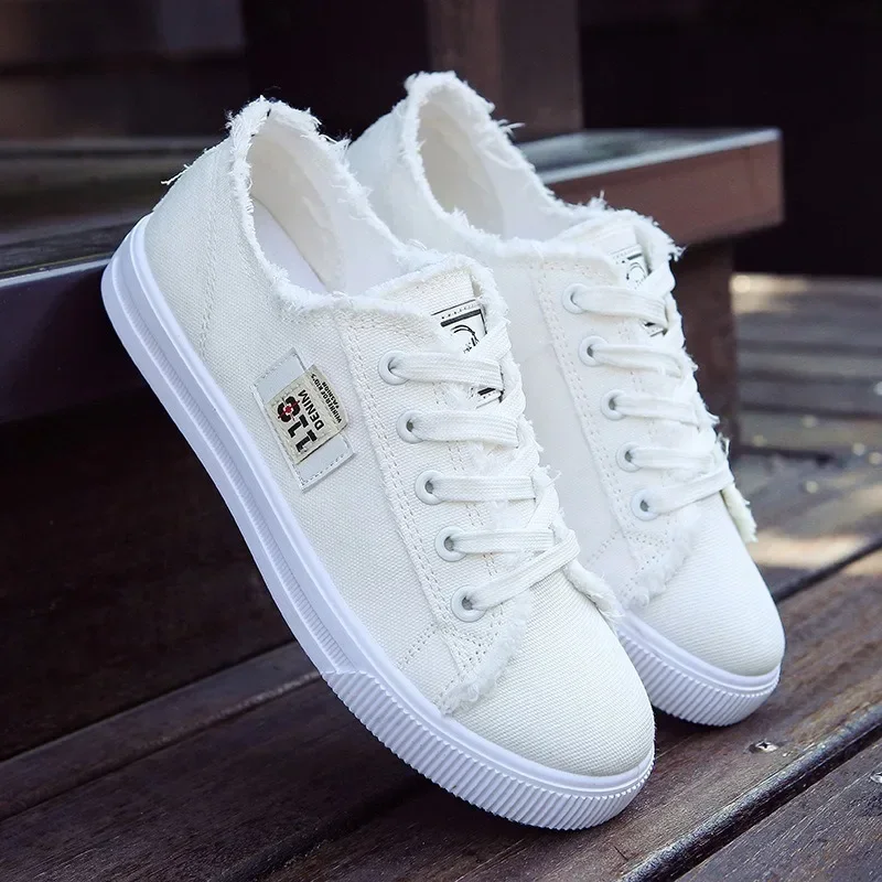Pattern Canvas Women Shoes Fringed Side Woman Flat Low-top Breathable ...