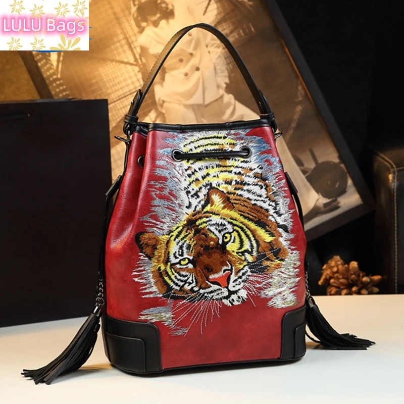 Tiger-Embroidery-Leather-Women-Handbags-Luxury-Fashion-Bucket-Bags ...