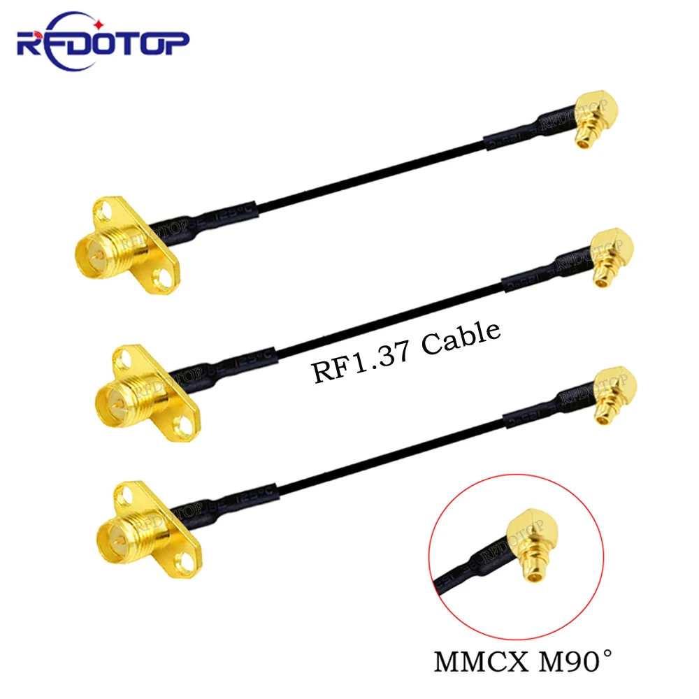 1Pcs RP SMA Female 2 Hole Flange Panel Mount to MMCX Male 90 Degree FPV ...