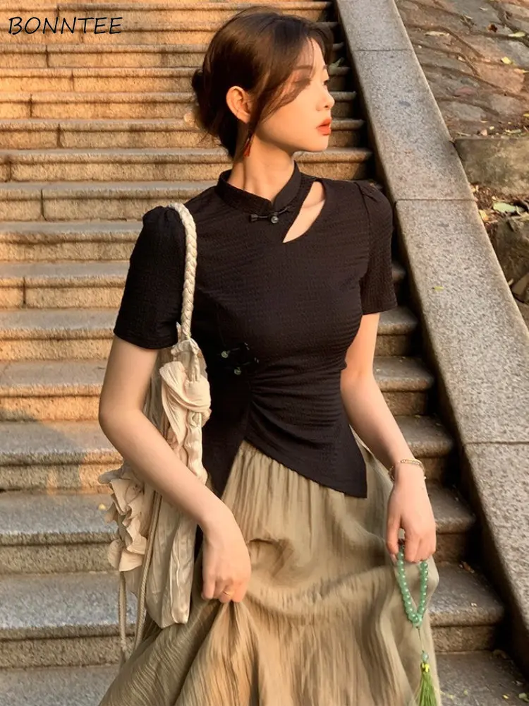 T-shirts-Women-Solid-Creativity-Hollow-Out-Attractive-Streetwear-O-Neck ...