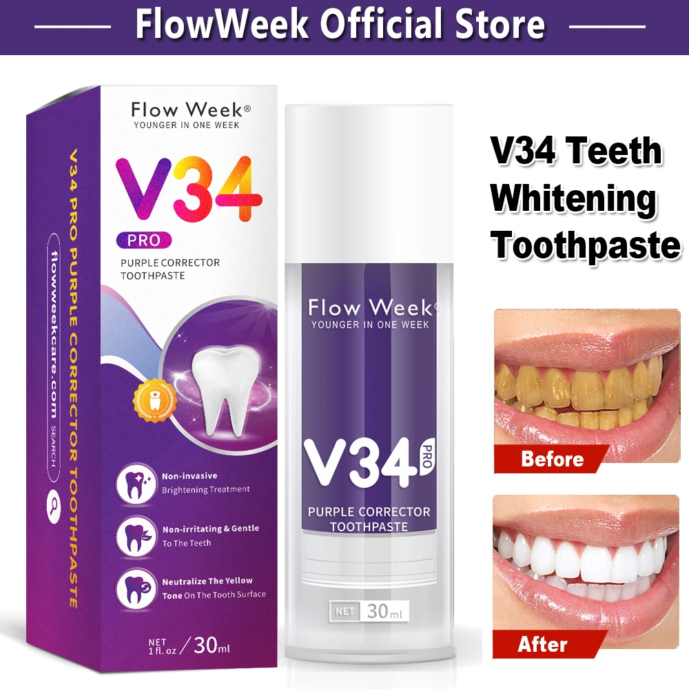 V34-Pro-Roxo-Creme-Dental-Clareamento-Dental-Esmalte-Care-Remo-o-Intensiva-de-Mancha-Reduzir ...