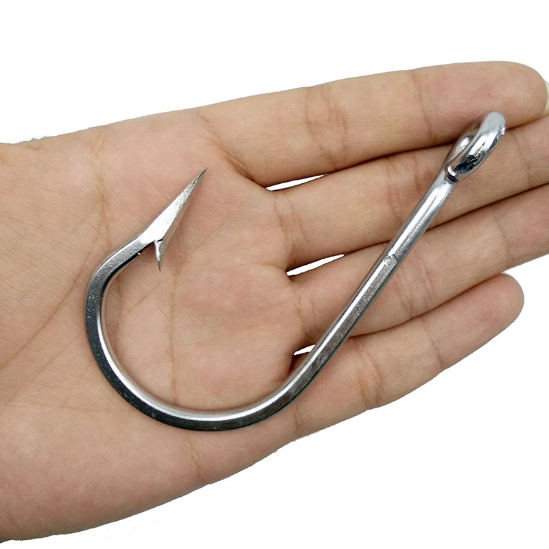 10pcs 7732 Stainless Steel Fishing Hooks Sharp Big Thick Tuna Bait ...