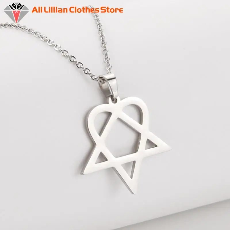 Classic-Simple-Personality-Heartagram-Star-Heart-Stainless-Steel ...