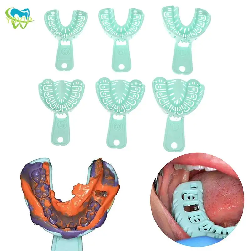 6pcs-set-Dental-Impression-Plastic-Tray-Without-Mesh-Dentist-Tools ...