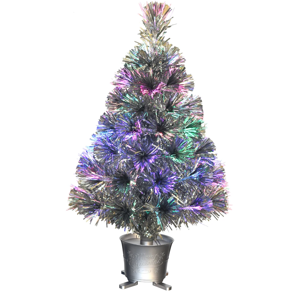 60cm-Silver-Mini-Fiber-Optic-Tabletop-Artificial-Christmas-Tree-with ...