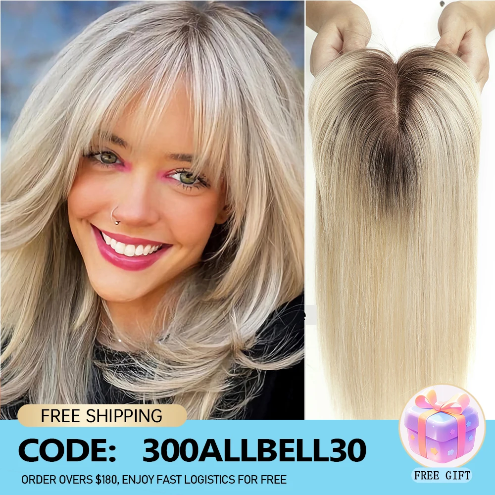 10-12-14-inches-Hair-Toppers-for-Women-Brown-Blonde-Ombre-Human-Hair ...