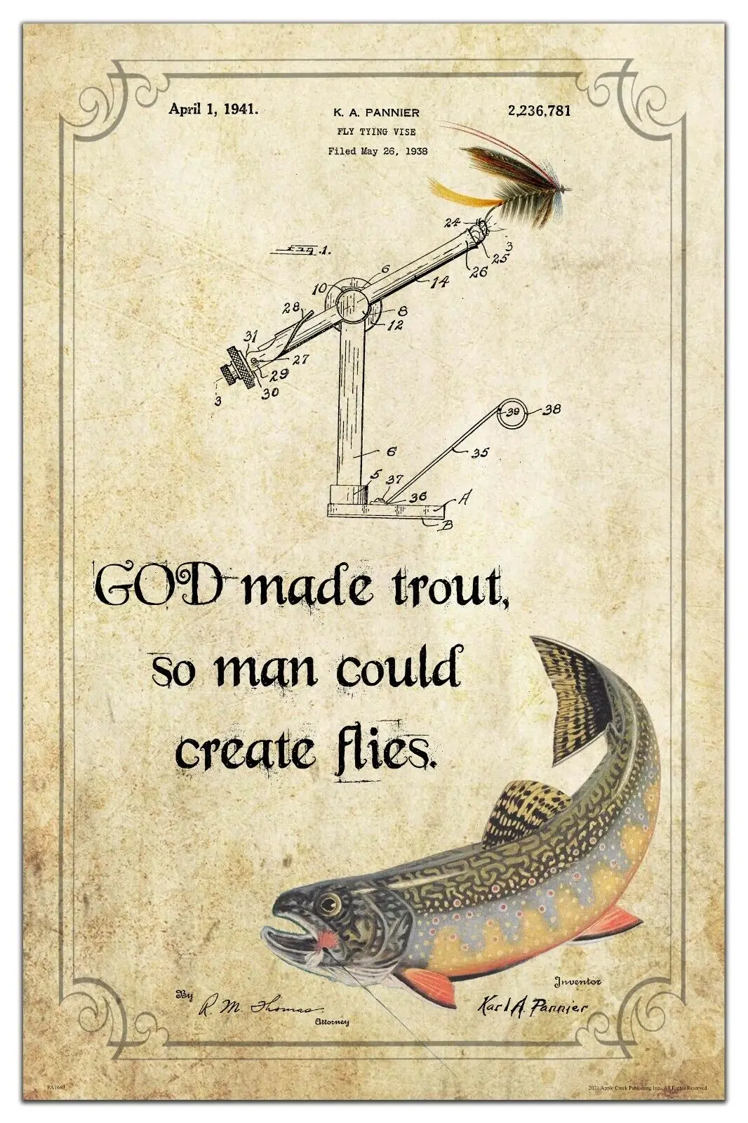 Vintage-Fly-Tying-Vise-Trout-Flies-Fishing-Shop-Art-Picture-Print-Silk ...