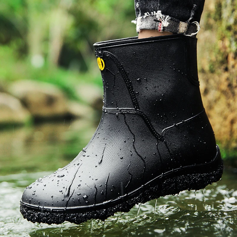 Botas de lluvia antideslizantes para hombre, zapatos de lluvia de goma ...