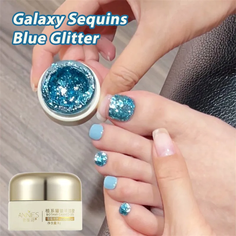 Blue Glitter Nail Art