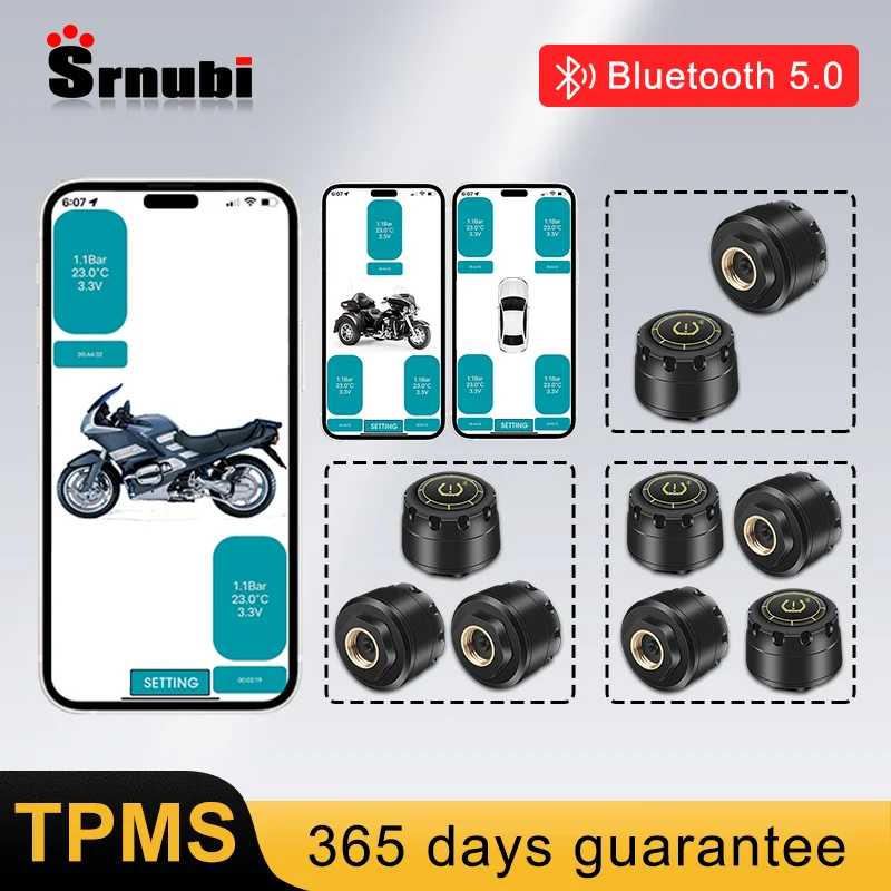 Motorcycle-Car-TPMS-Tire-Pressure-Alarm-Monitor-Bluetooth-5-0-Apple-IOS ...
