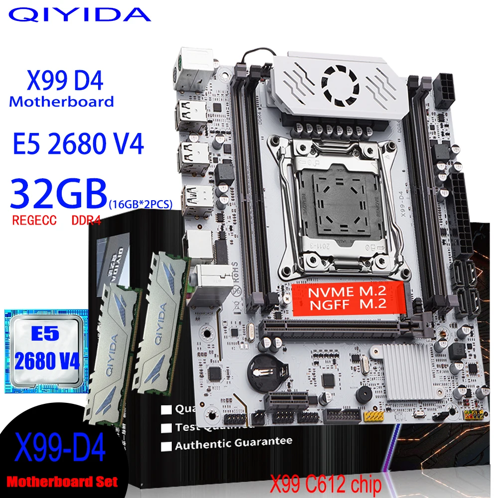 QIYIDA-Conjunto-de-placa-base-X99-Xeon-LGA-2011-3-E5-2680-V4-procesador ...