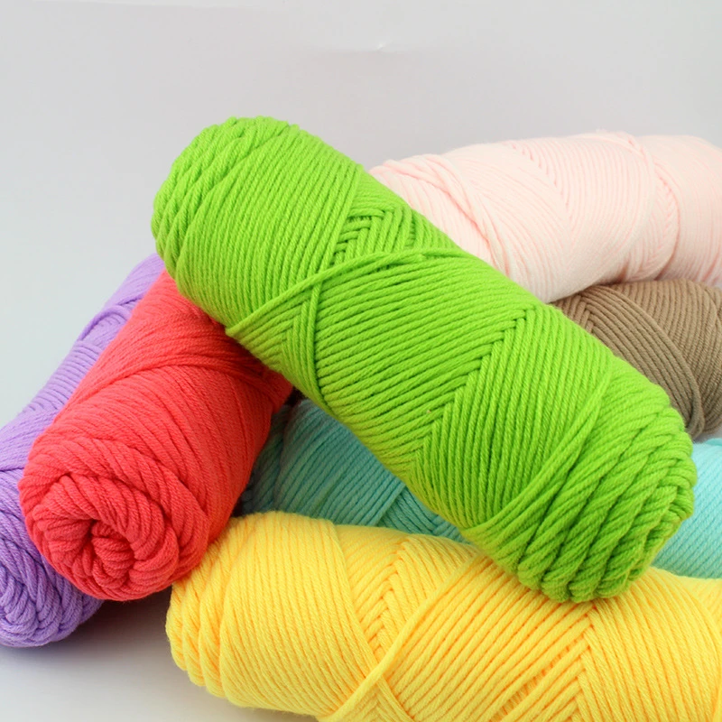 100g/Ball Milk Cotton Wool Hand Woven Scarf Gloves Hat Thick Thread ...