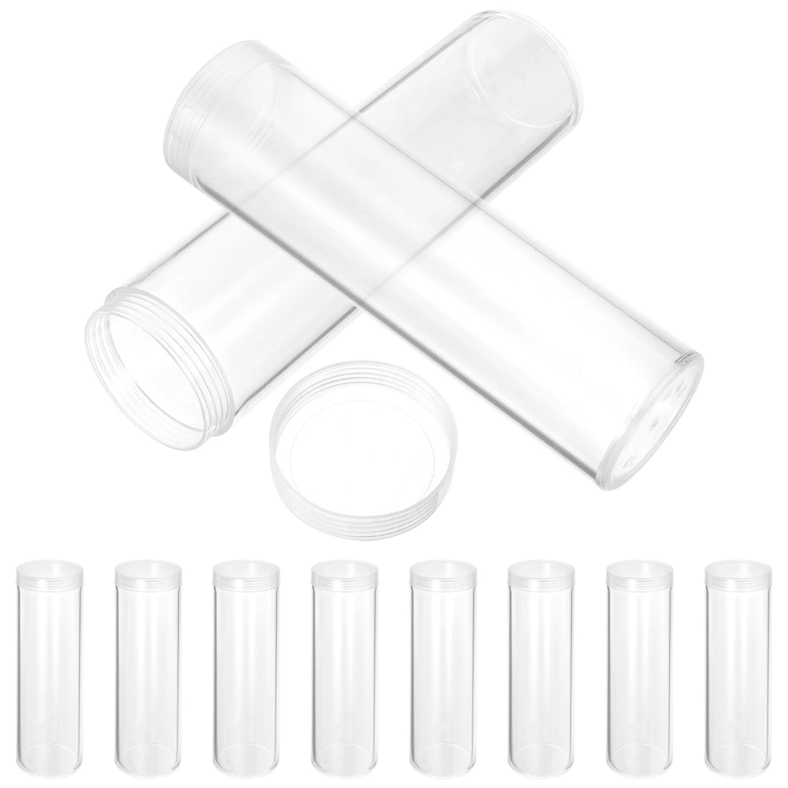 10pcs Tubes Clear Plastic Storage Holder Anti-Oxidation Collectibles ...