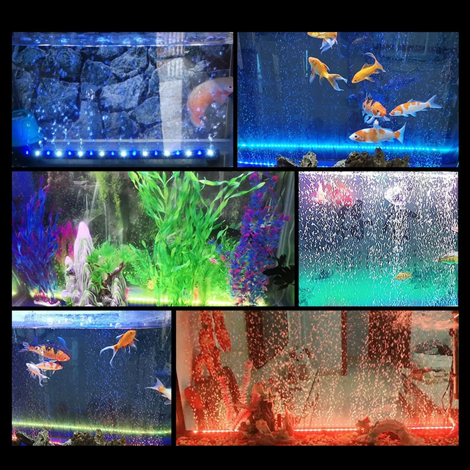 26-76CM LED Bubble Fish Tank Light Waterproof Diving Aerobic Aquarium ...
