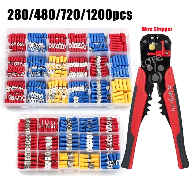 280-1200x-Electric-Lug-Connector-Wire-Crimp-Terminal-Insulated-Spade ...