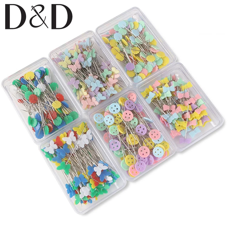 100 Pieces Flat Head Straight Pins Flower Button Head Sewing Pins ...