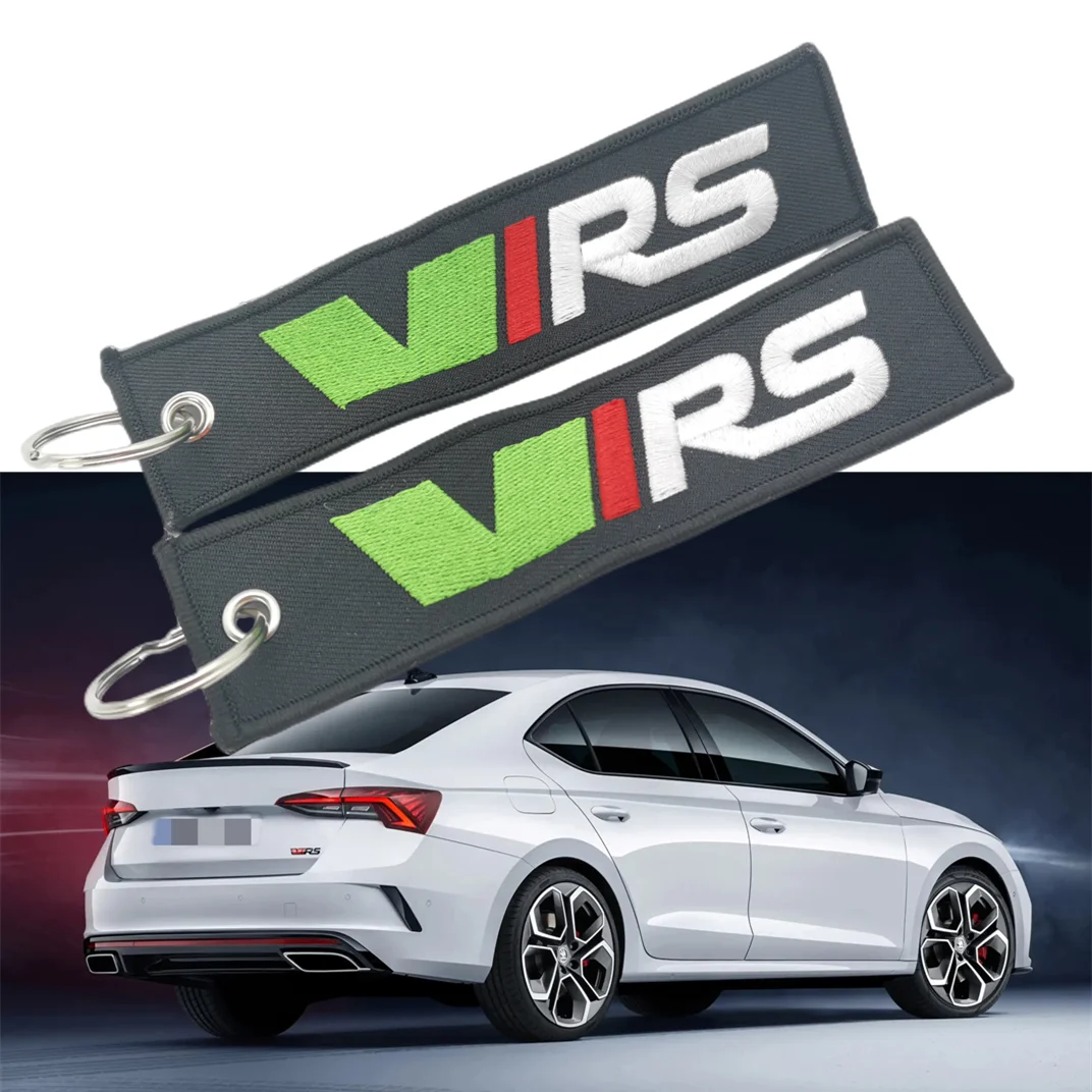 Car Keychain Keyring Nylon Key Chain Ring Emblem Holder For Skoda VRS ...