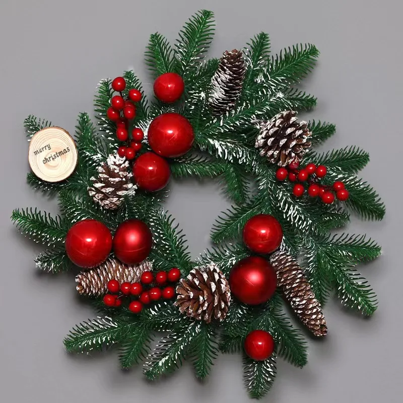 Corona-de-Navidad-artificial-preiluminada-verde-abeto-luz-blanca-cono ...