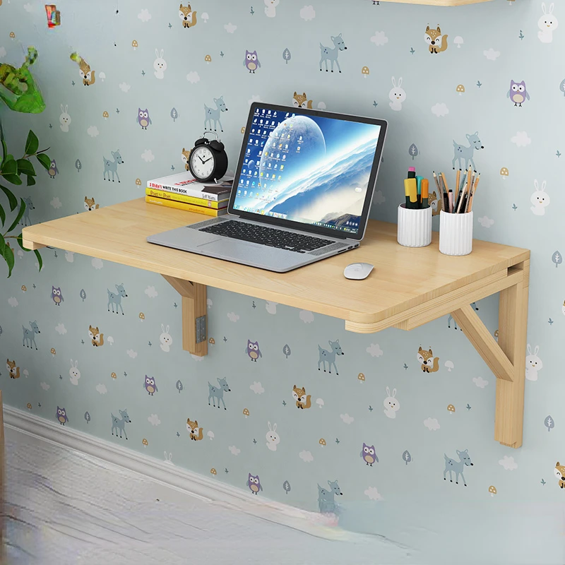 Solid-Wood-Wall-Mounted-Folding-Table-Small-Unit-Computer-Table ...
