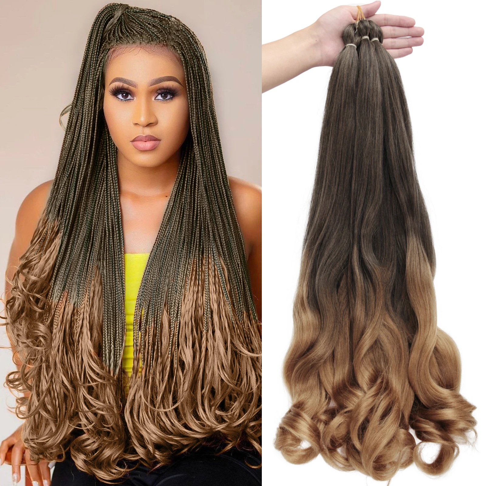 French Curls Synthetic Crochet Braids Hair For Bulk Spiral Curly Loose