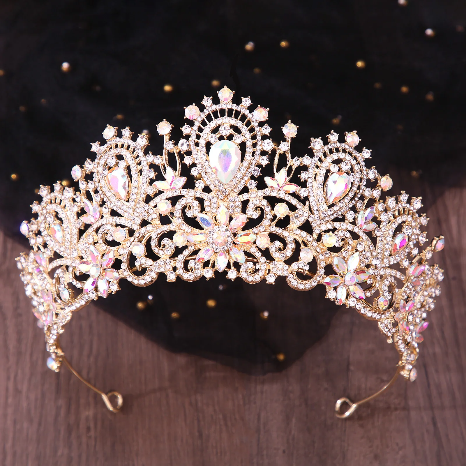 KMVEXO Baroque Luxury Sunflower Crystal Rhinestone Tiaras For Women ...