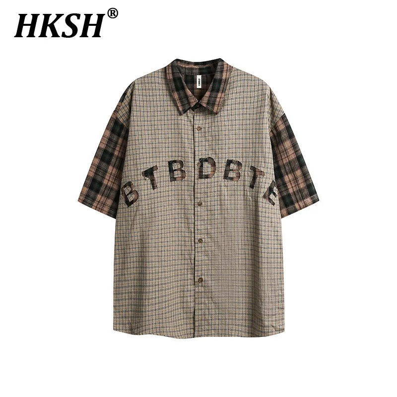 HKSH-Summer-New-Men-s-Tide-Vintage-Couple-Fashion-Trend-Splicing-Plaid ...