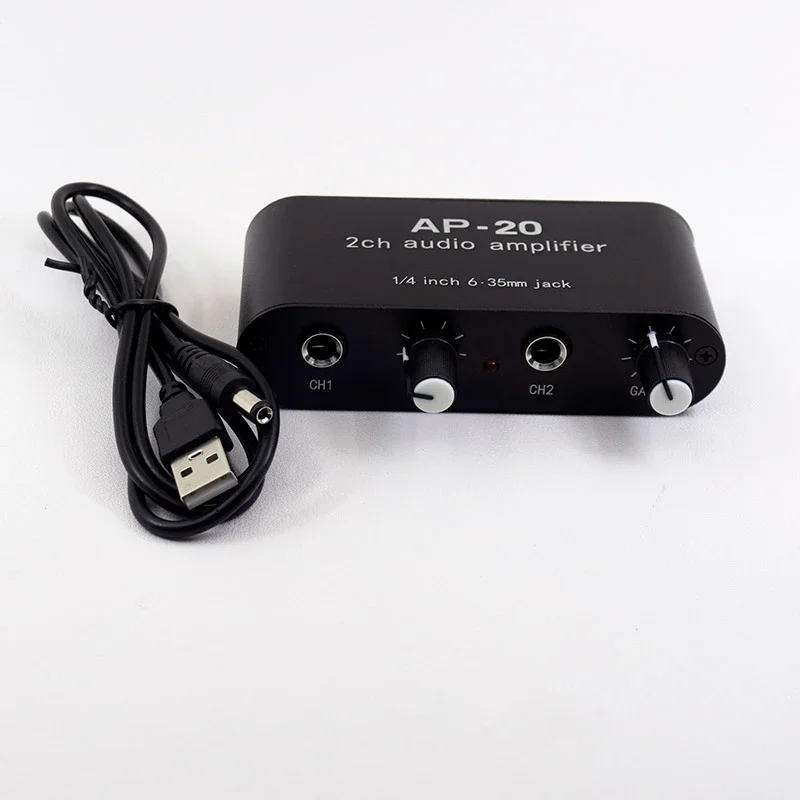 AP-20 Dual Channel Audio Preamp amplifies for 1/4inch 6.35mm jack input ...