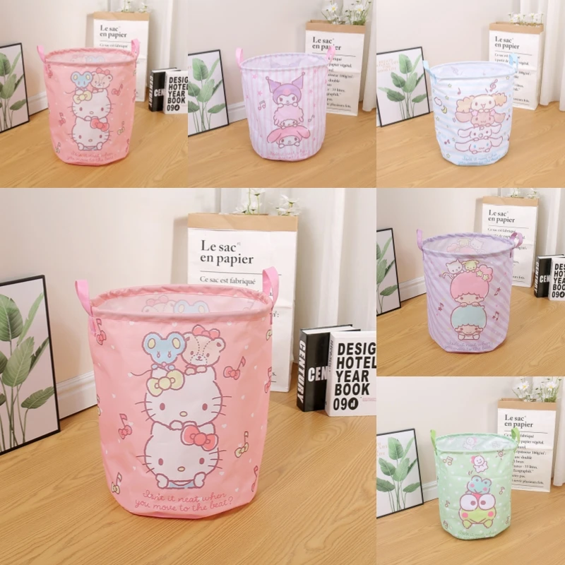 Cartoon-Hellokitty-Collapsible-Storage-Bag-Kuromi-Cinnamoroll-Household ...