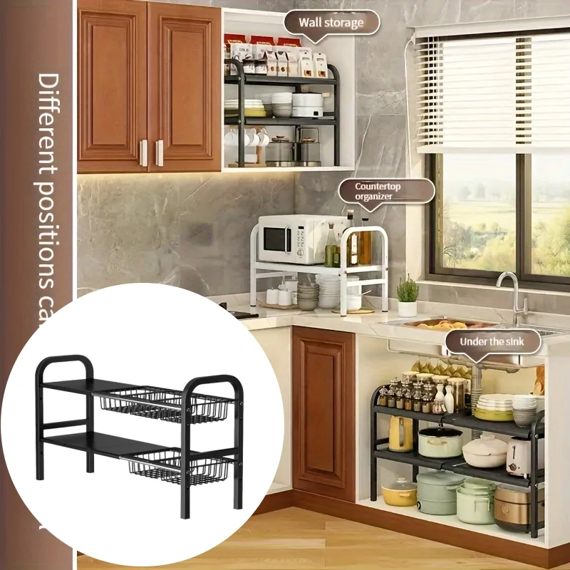 Kitchen-Under-Sink-Adjustable-Pot-Rack-Multifunctional-Dish-Pan-Snack ...