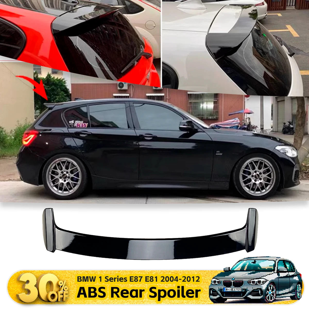 ABS-Traseira-Tampa-Do-Tronco-Telhado-Spoiler-Asa-Preto-Carbono-Acess ...
