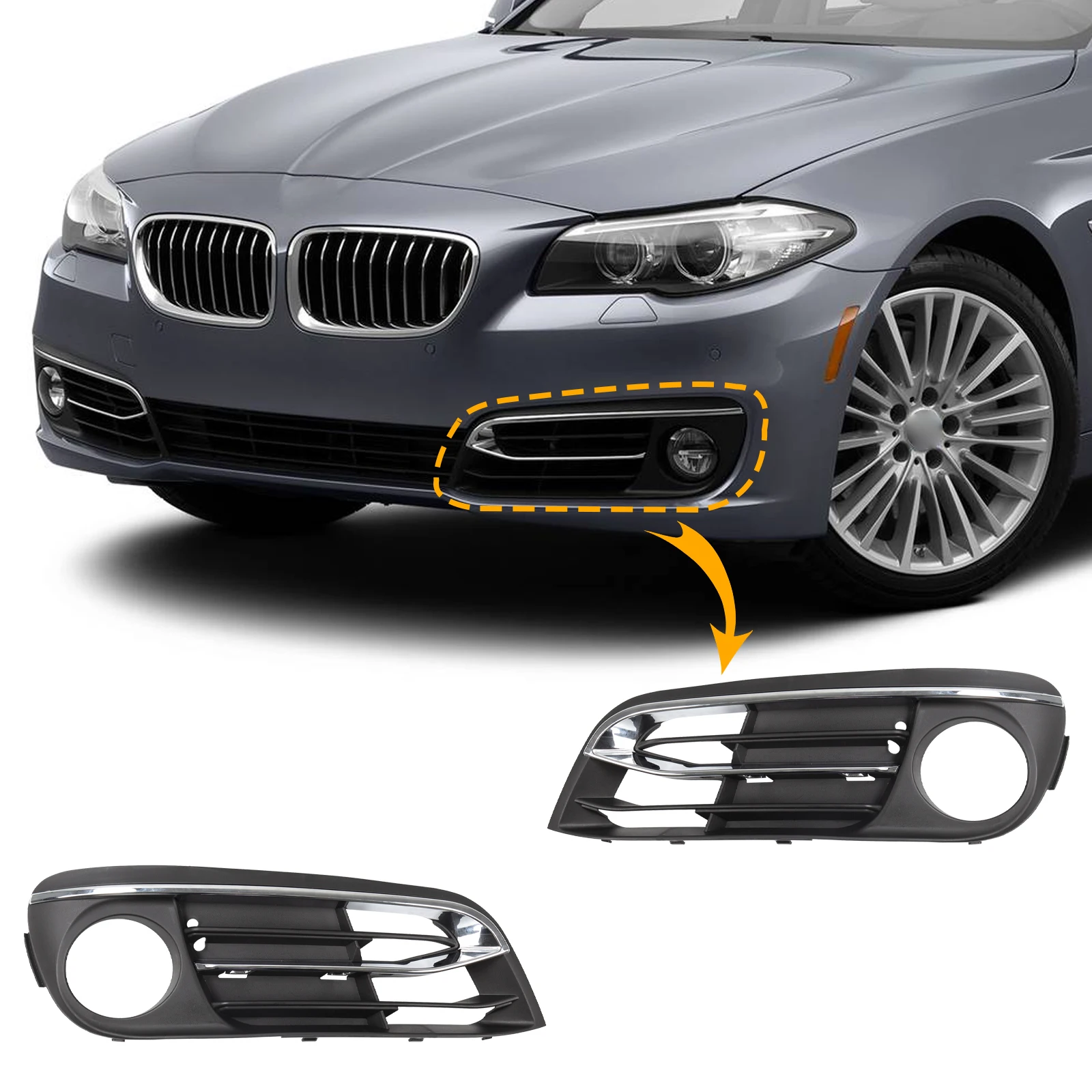 안개등 프레임 램프 쉐이드 그릴 커버, 앞 범퍼, BMW 5 시리즈 F10 F11 세단 51117331729 ...