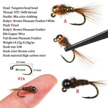 Vampfly 24pcs #16Tungsten Bead Head Jig Nymph Fly Barbed Jig Hook Fast ...