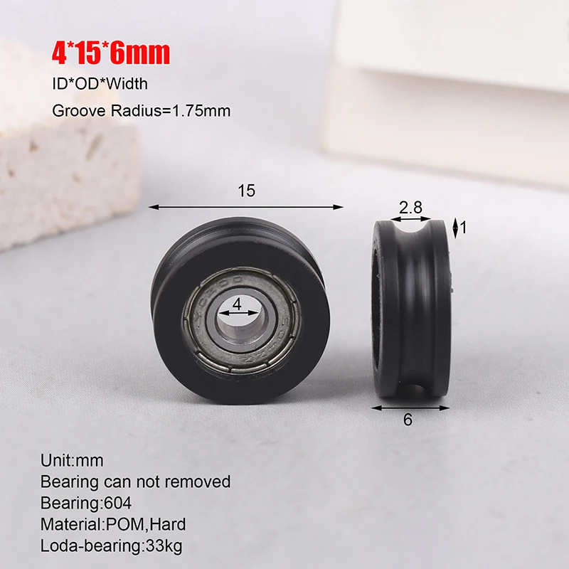 4-15-6mm-U-Groove-Nylon-coated-Plastic-Mini-pulley-Groove-Roller-Wheel ...