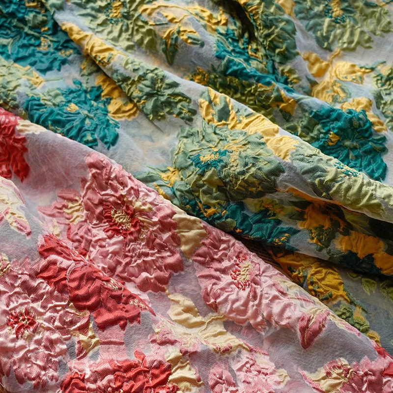 Tela-Jacquard-con-relieve-de-flores-grandes-te-idas-de-hilo-para-mujer ...