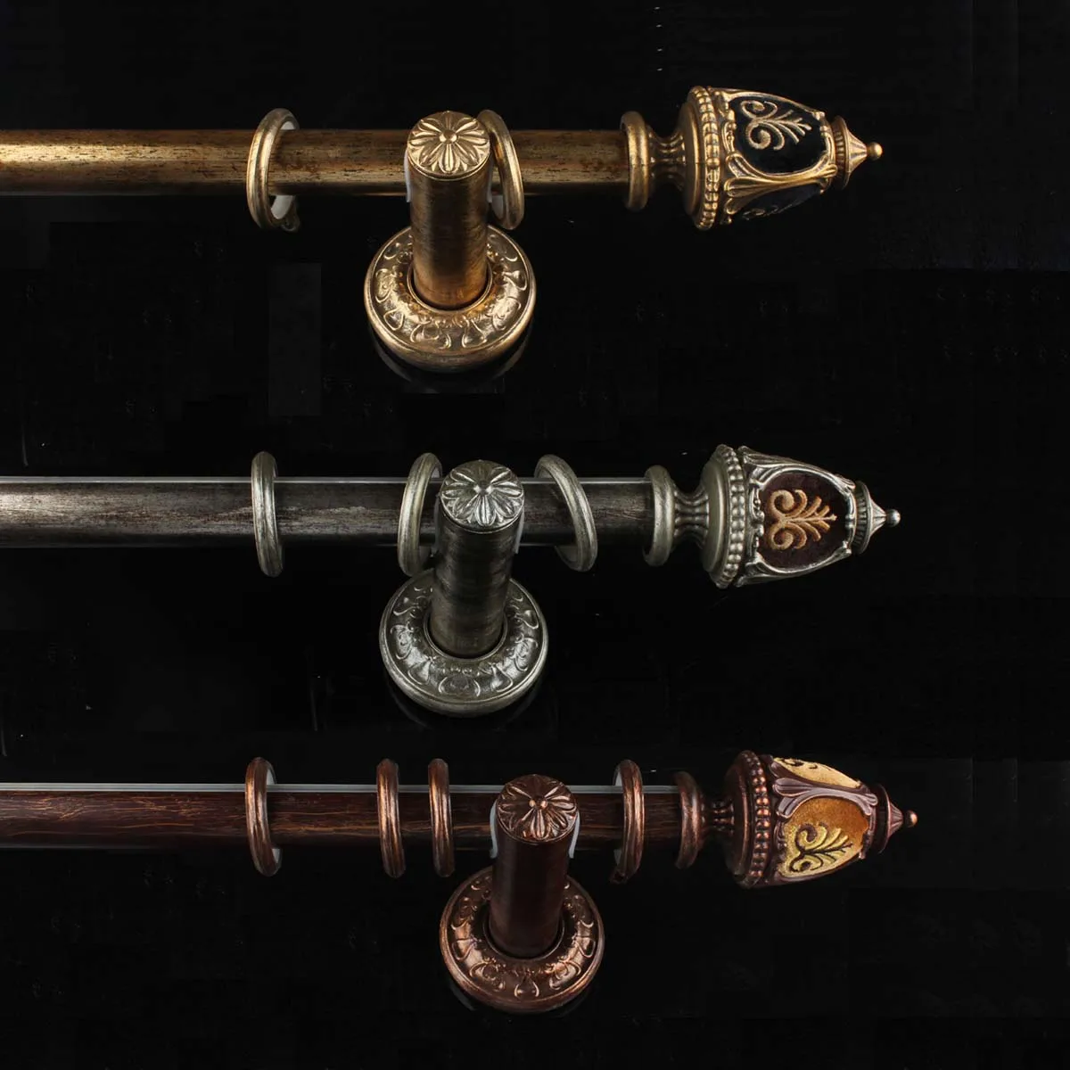 French Retro Curtain Rod 35mm Thicken Mute Roman Rod Gold Silver ...